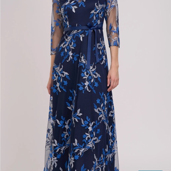 JS Collections | Dresses | Js Collections Stefania Ankle Gown Navy And ...